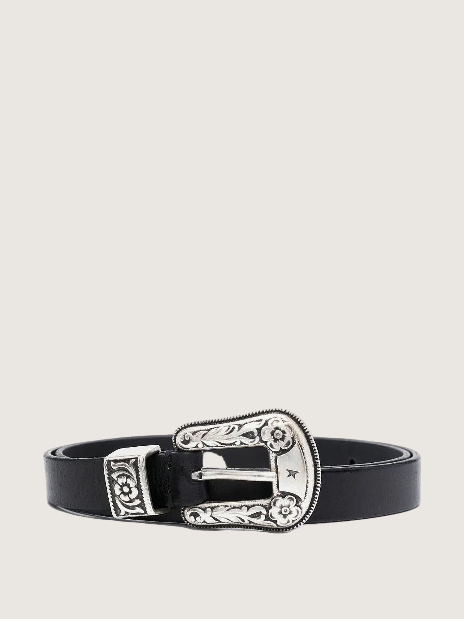 Golden Goose Washed Leather Belt with Silver Buckle – Comptoir 102